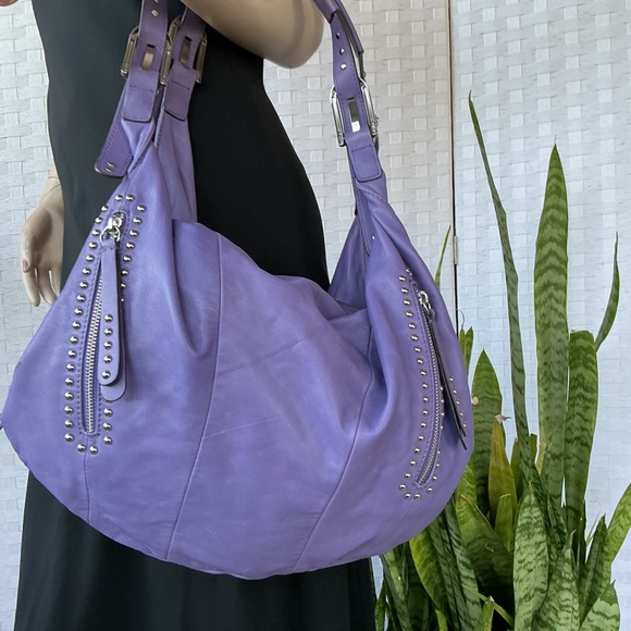 b. makowsky | Bags | B Makowsky Purple Studded Hobo Bag | Poshmark